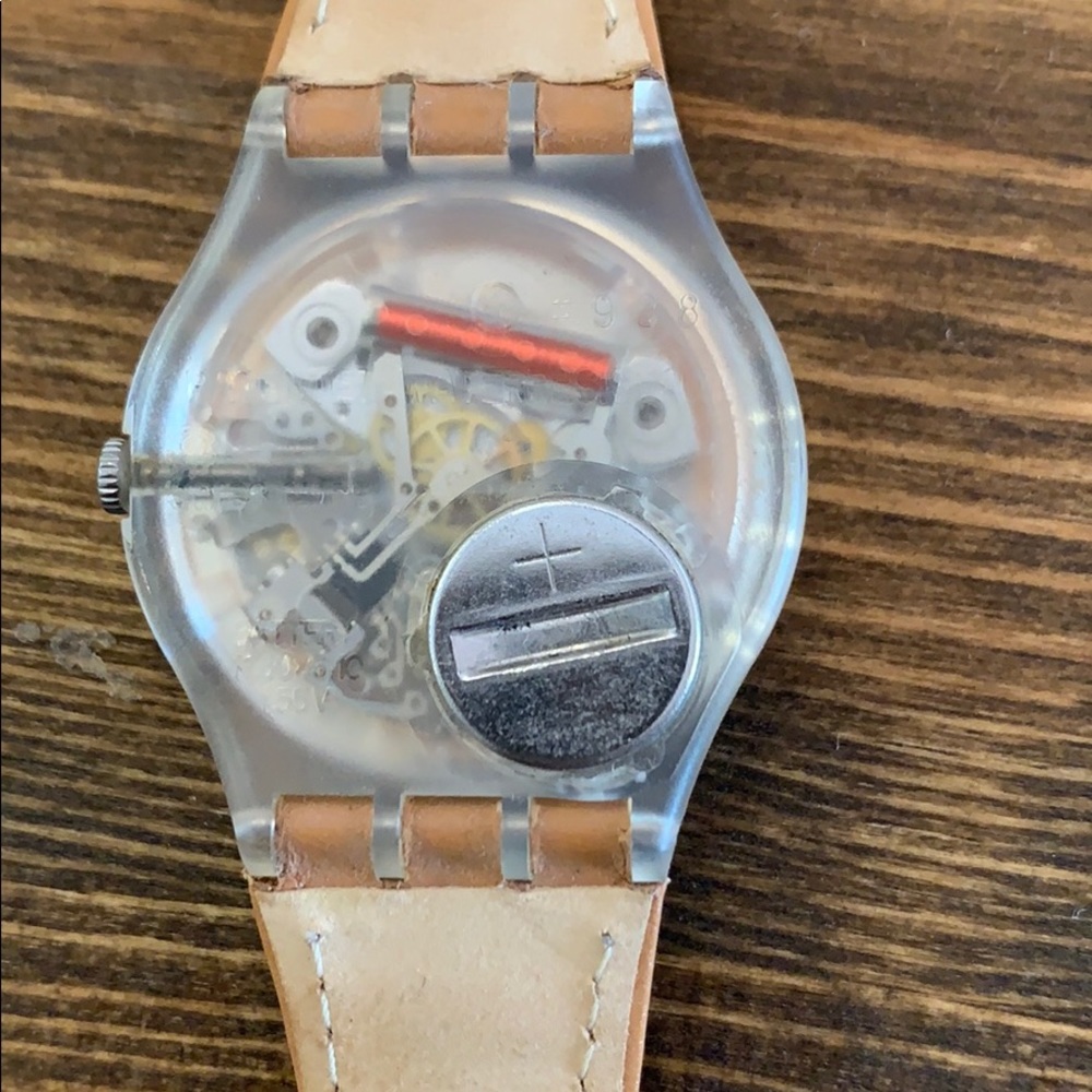 Vintage Swatch Watch Tan Leather - Gem
